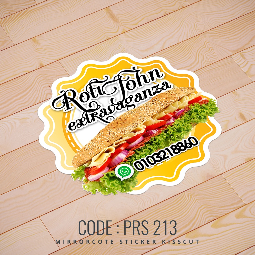 STICKER/STIKER BURGER, BURGER BAKAR, ROTI JOHN, WRAP, OBLONG | Shopee ...
