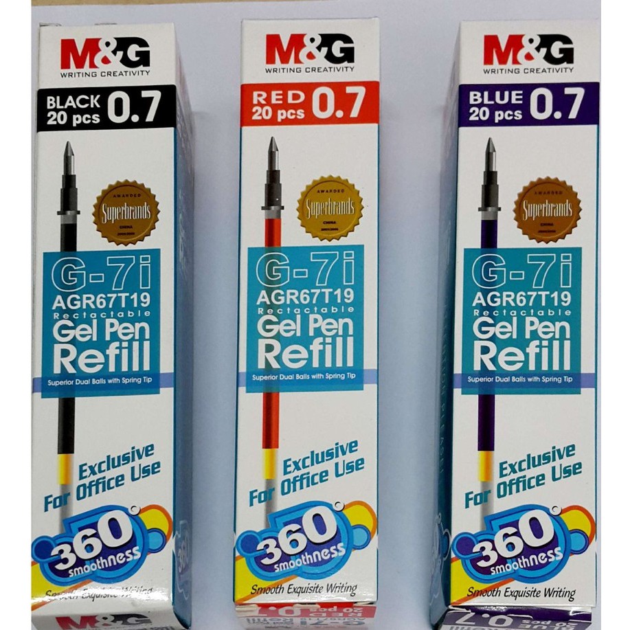 M&G Gel Pen Refill R3/R5 0.5mm/0.7mm - (20 BATANG ) Ubat Pen M&G Refill ...