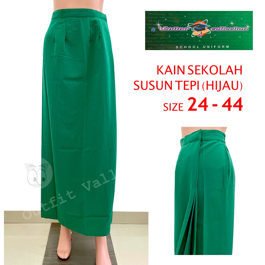 VENTINO Kain Susun Tepi Sekolah HIJAU Kain Licin (Koshibo) | Shopee ...