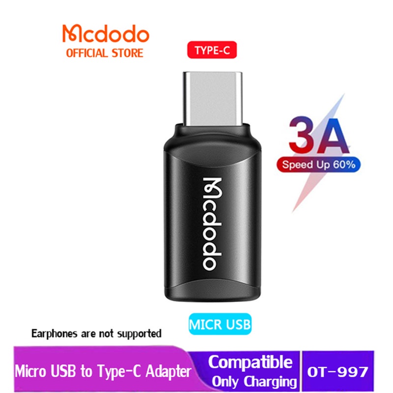 Mcdodo Micro USB To Type C Adapter 3A Fast charger OTG-997 | Shopee ...