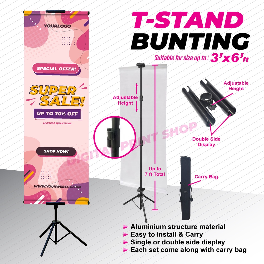 Ready Stock🔥Premium Tripod Banner Stand [ Bunting Stand ] Double Sided ...