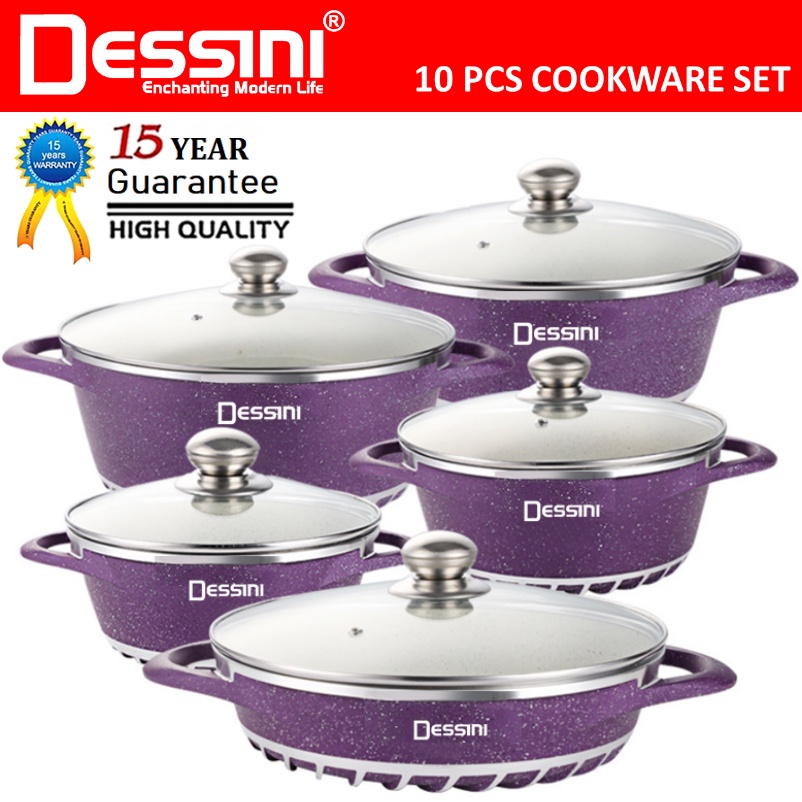 ORIGINAL - DESSINI ITALY JE-10-S Die Cast Aluminium 10 Pcs Casserole ...