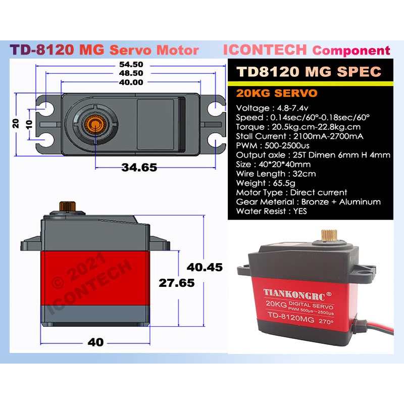 Digital Servo Motor High Torque Metal 7.4V WATER Resist 15KG 20KG 25KG ...