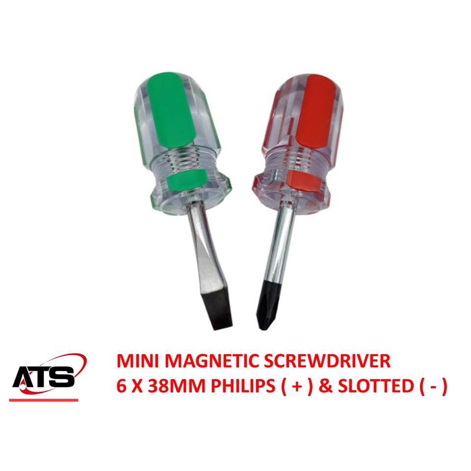 MINI MAGNETIC SCREWDRIVER 6 X 38MM PHILIPS ( + ) & SLOTTED ...