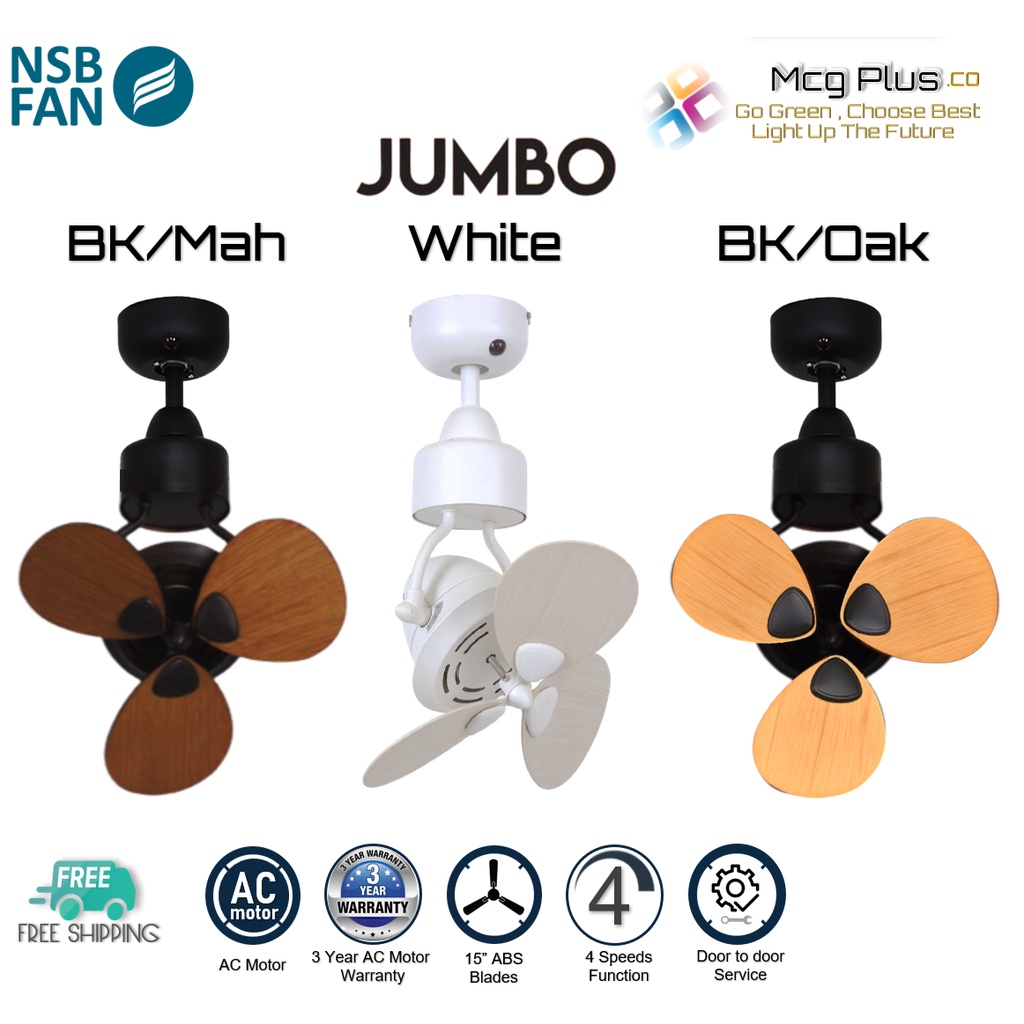 NSB JUMBO 15" ABS Blades 4 Speed AC Motor White Color With Full ...