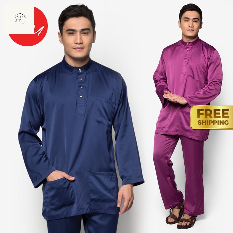 Collar Button Baju Melayu Suit / Men Suit / Baju Raya [M16631] FREE ...