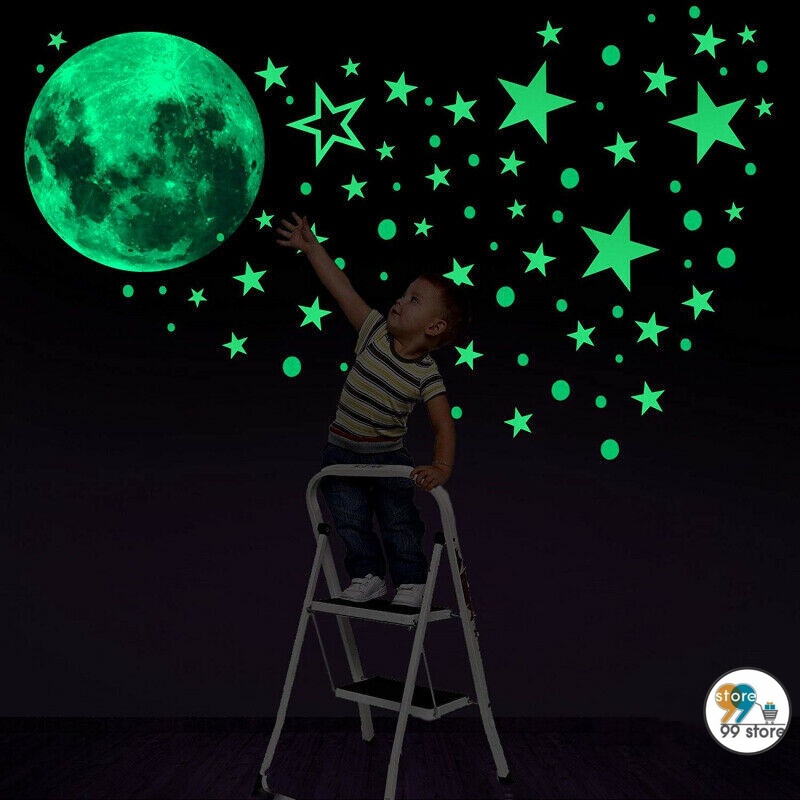 HOT Glow in The Dark Stickers / Moon Earth Stars Luminous sticker ...