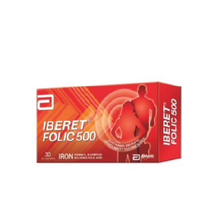 Abbott Iberet Folic 500mg tablet 30'S (iron supplement)(folic acid ...