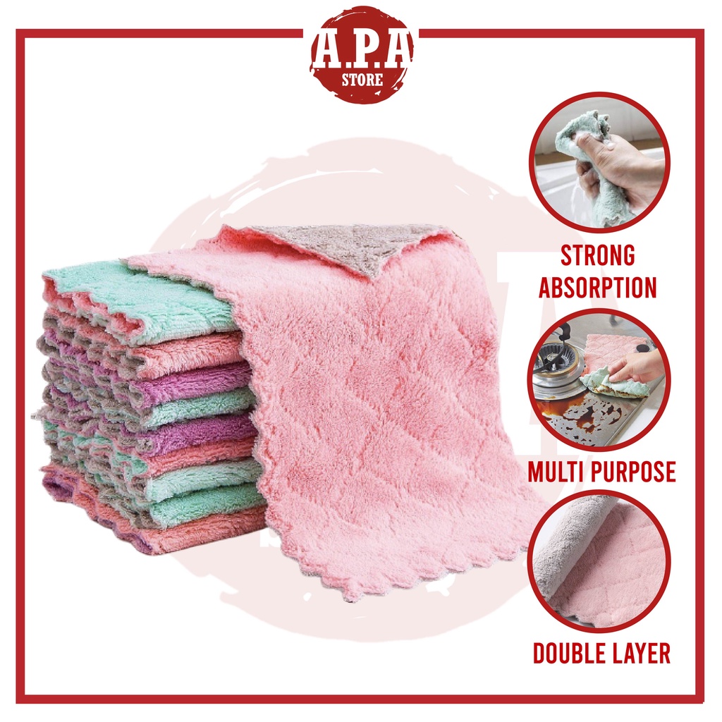 APA Microfiber Kitchen Towel Tuala Dapur Cleaning Doublesided Dishcloth ...