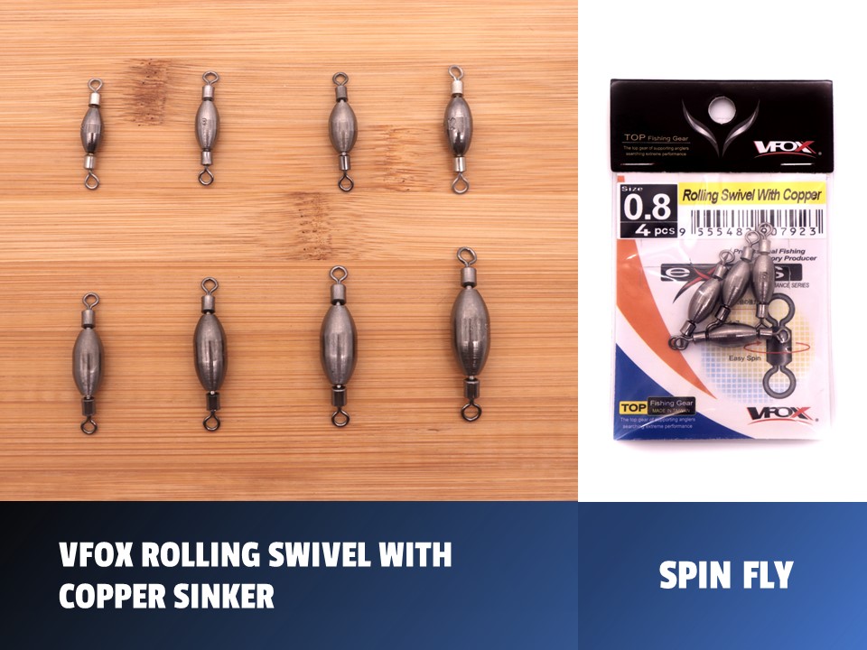 VFOX Rolling Swivel with Copper Sinker - Spin Fly Swivel Batu Kekili ...