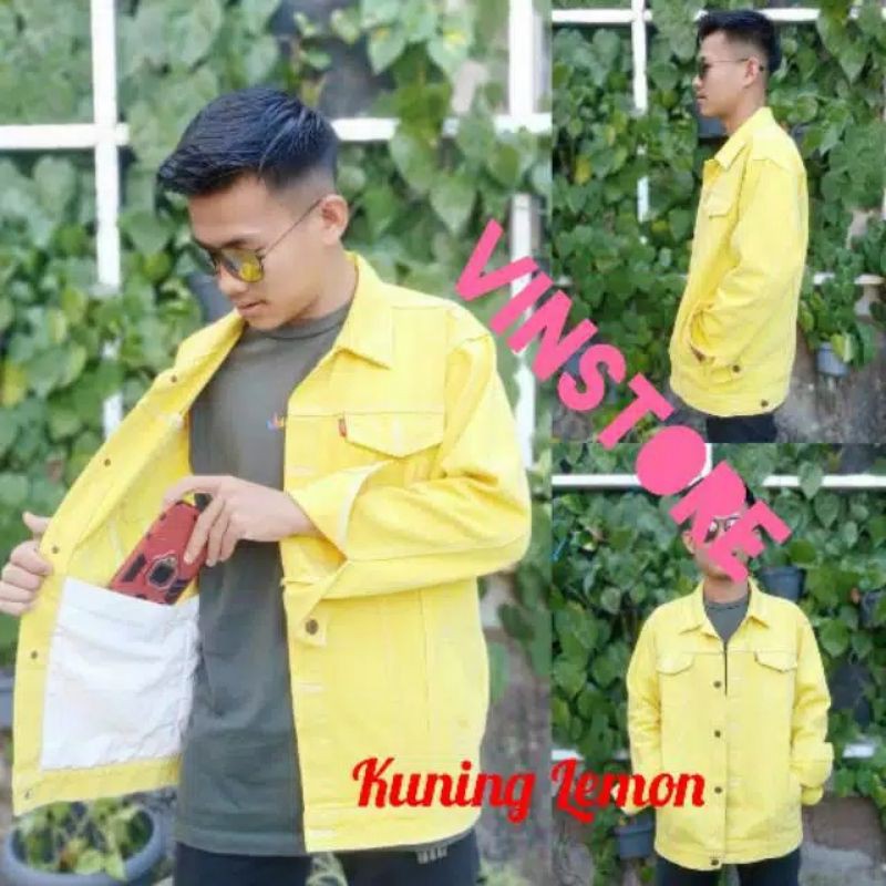 Oversized Yellow Turmeric DENIM JEANS Jacket For Men/ Women | Shopee ...