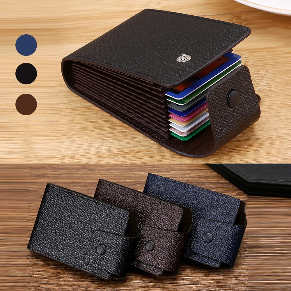 Men Fashion Business Leather Credit Card Walllet With Snap Button ...