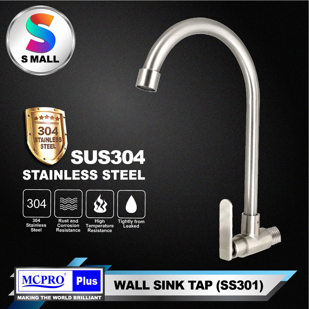 MCPRO SUS304 Stainless Steel Kitchen Faucet WALL SINK TAP (SS301/SS1210/SSB1223/SS1324/SS1305 ...