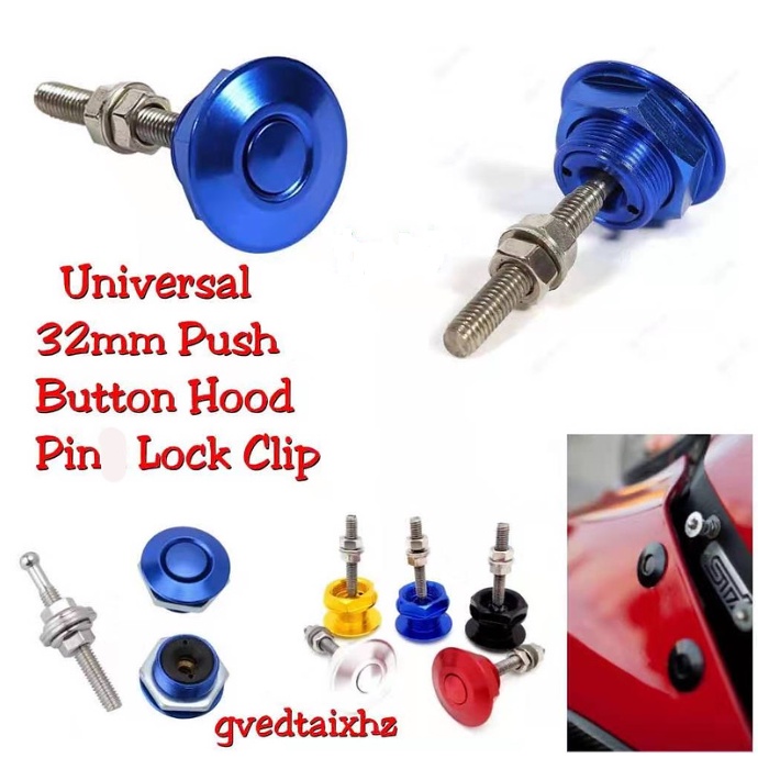 Universal 32mm Quick Release Alloy Push Button Hood Bonnet Pin Lock ...