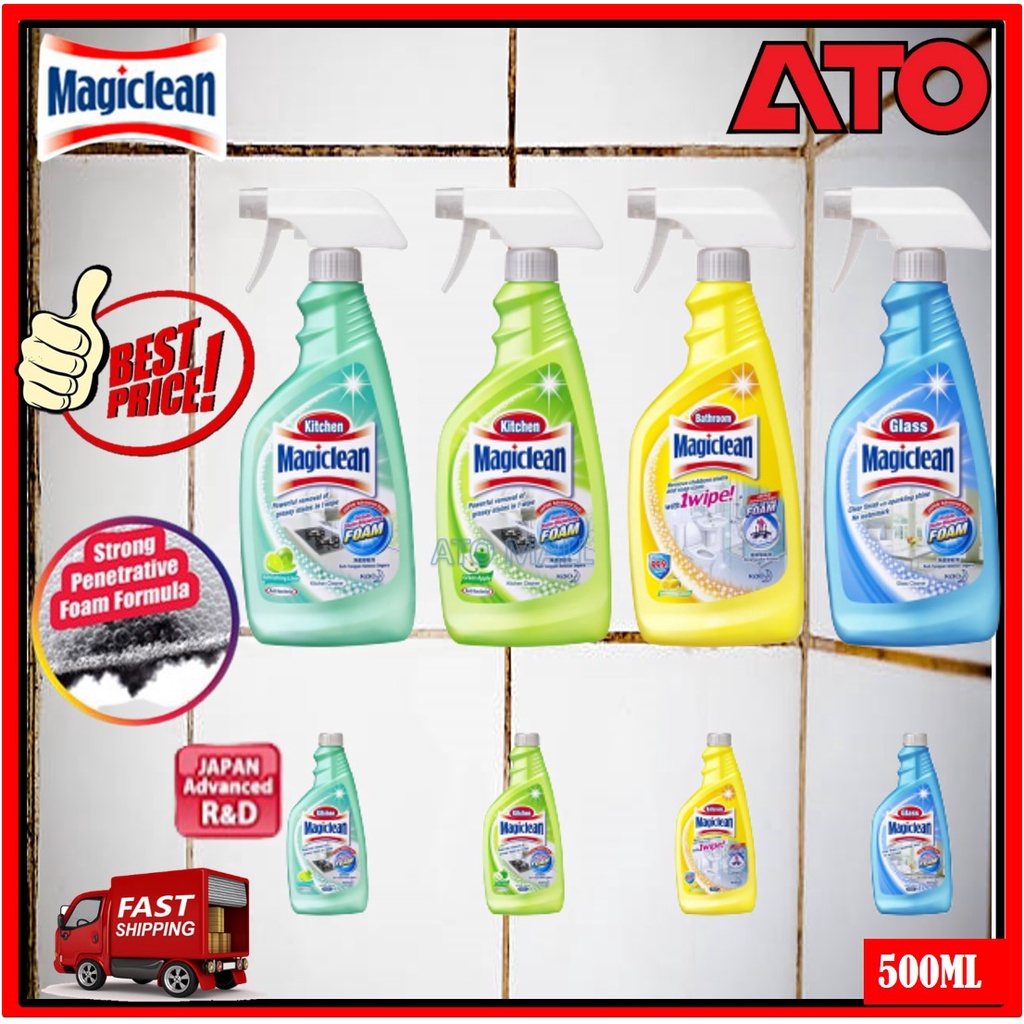 MAGICLEAN Kitchen, Bathroom & Glass Cleaner & Refill 500ml | Shopee ...