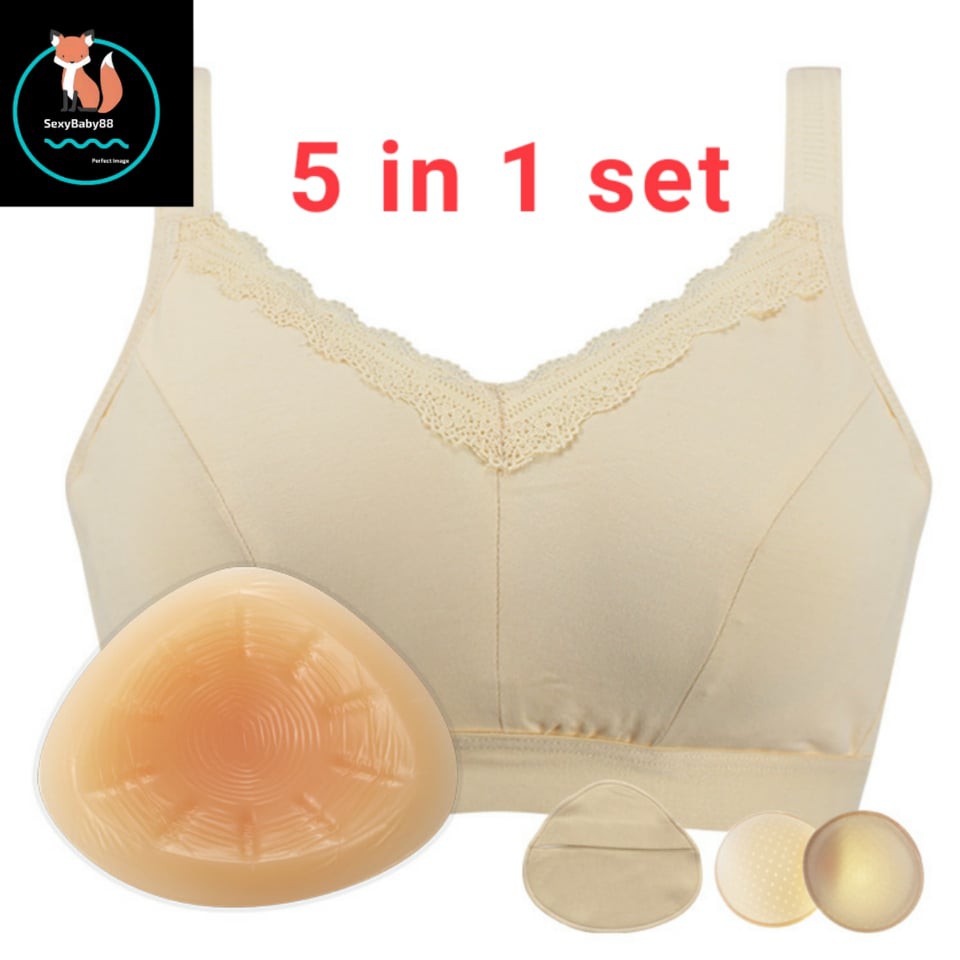 Mastectomy Prosthesis bra with Silicon Fake Breast set cancer surgical ...