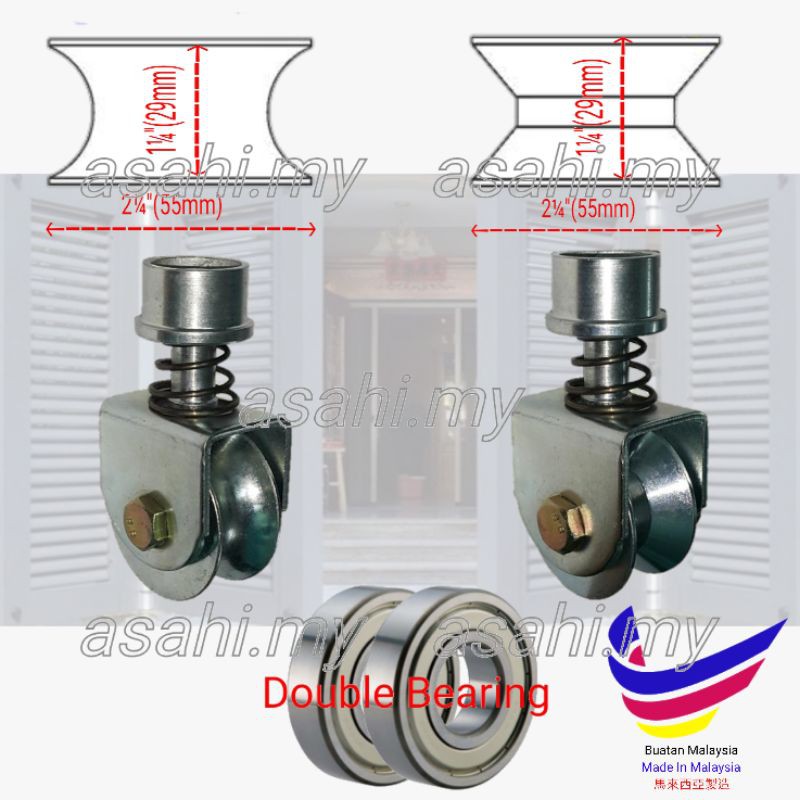 Folding Gate Roller With Bracket / Roda Besi Untuk Pintu Lipat Besi ...