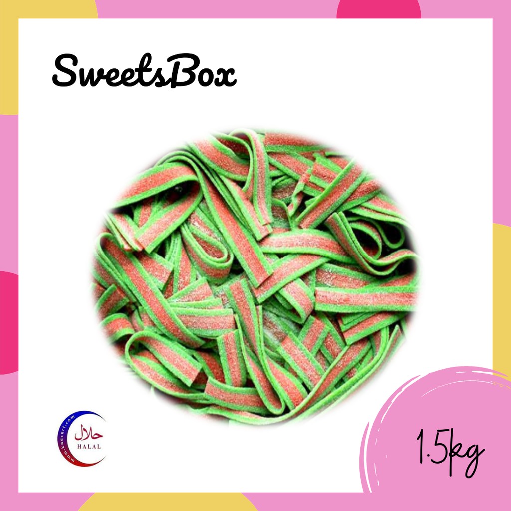 Sweetsbox | Bebeto Watermelon Sour Belt Halal Gummy Candy - 1.5kg ...