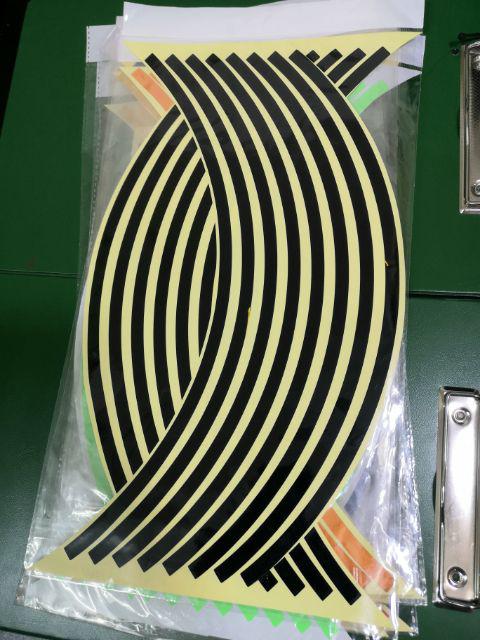 Sticker Rim hitam merah kuning hijau merah biru reflect tutup line 2 ...