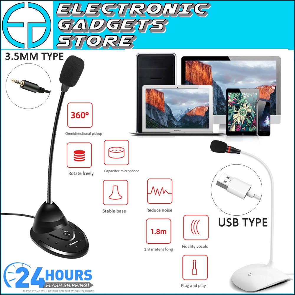 (READY STOCK) Newmine ZM-01 BOYA BY-M1DM CY001 Mic High Quality Desktop 3.5mm Jack and USB ...