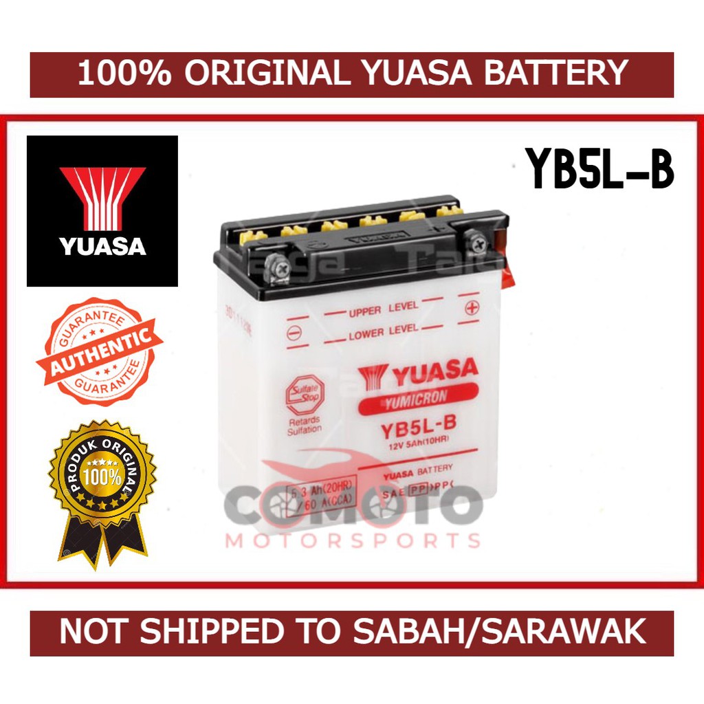 [DIJAMIN ORI] YUASA YB5L-B MOTORCYCLE BATTERY BATERI LC135 LAGENDA 110 ...