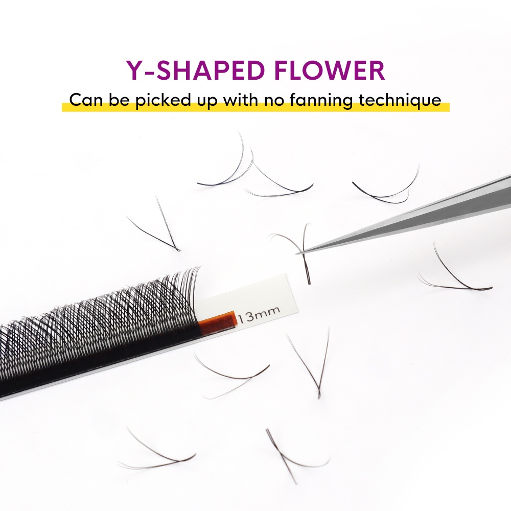Genielash Y Shape Eyelash Extensions Natural Soft 0.07 Thickness Double ...