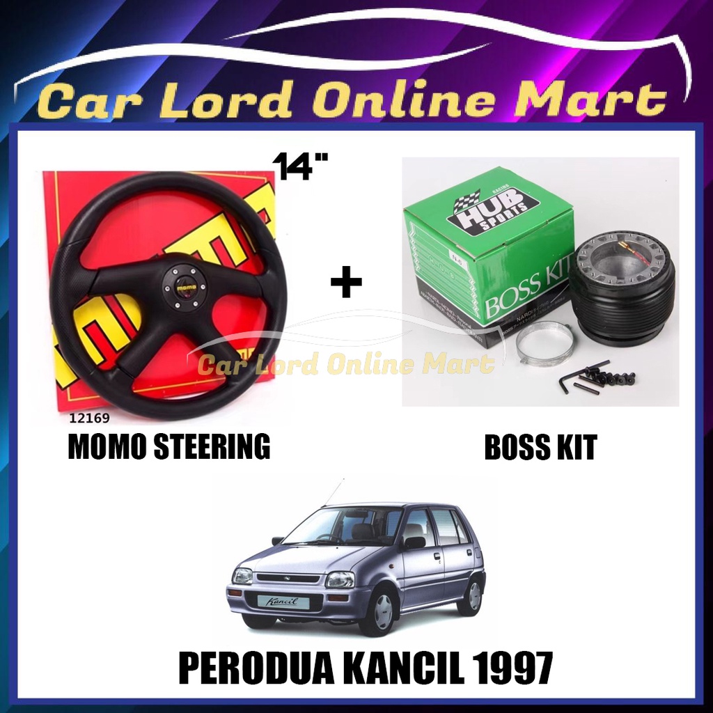 PERODUA KANCIL 1997 14'' MOMO STEERING PVC HIGH QUALITY + BOSSKIT SET ...