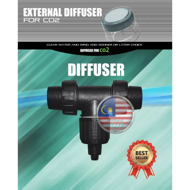 🇲🇾 Aquarium Inline CO2 Diffuser with 2 Ceramic Plate Aquascape ...