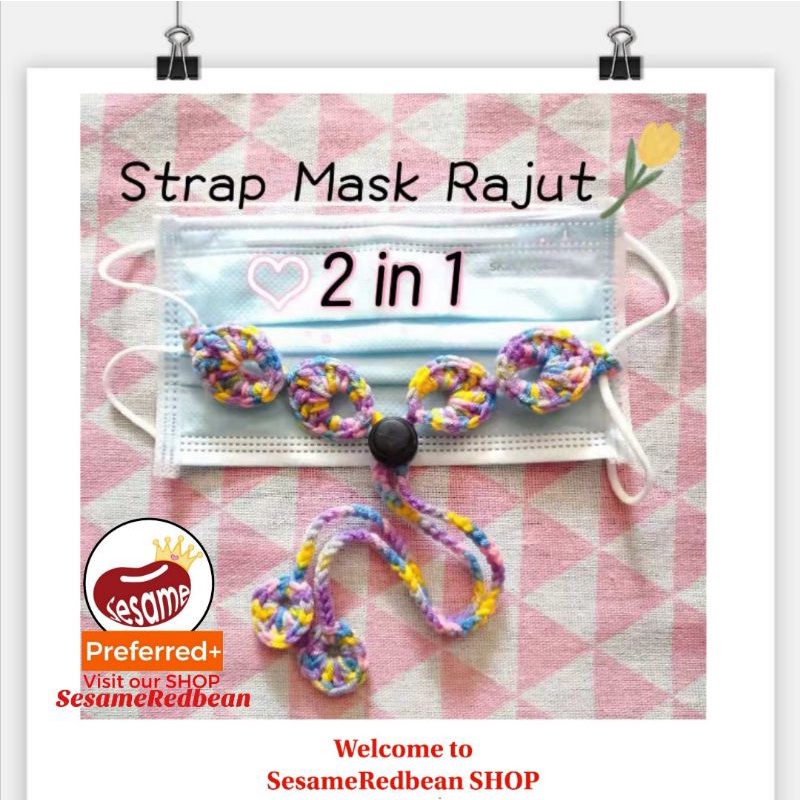 Strap Mask Rajut Hijabs 2 IN 1 Mask Extender Lanyard Adjustable Hanging ...