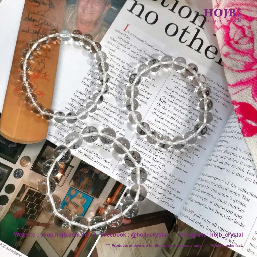 HOJB Natural Brazilian Clear Crystal Quartz Beads Bracelet 6-12mm 聚寳軒天然 ...