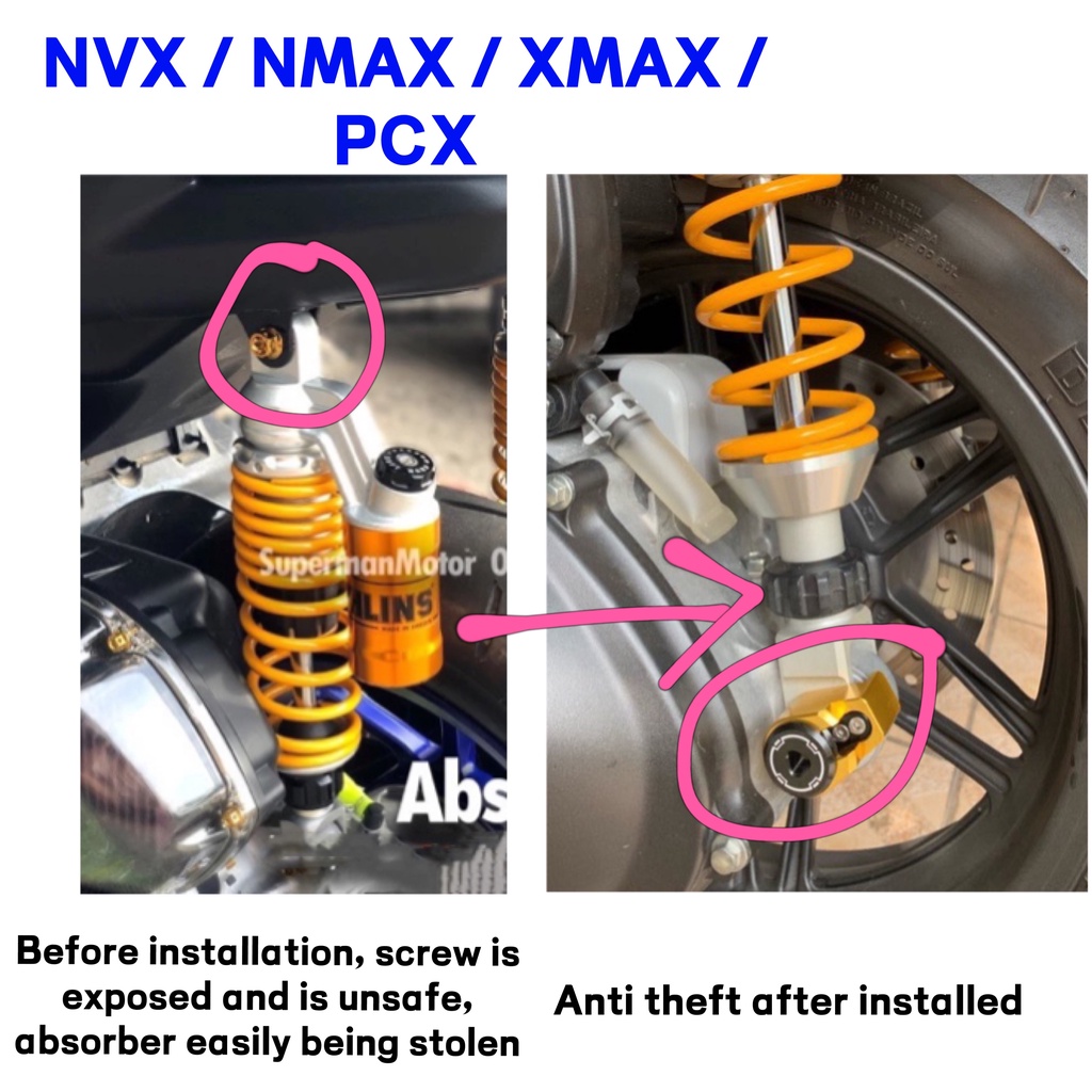 ABSORBER LOCK NUT UNIVERSAL ANTI THIEF THEF CNC ALLOY YAMAHA EGO NOUVO ...
