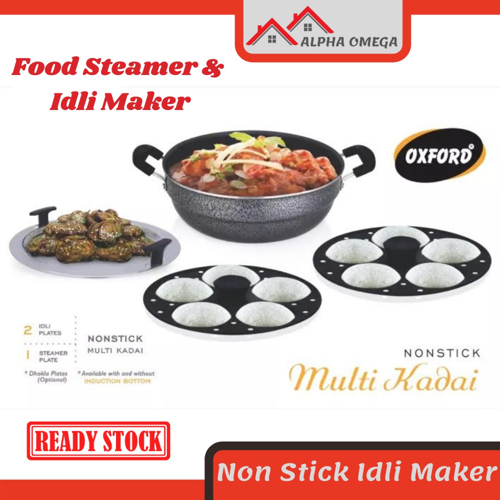 OXFORD RIO (3 In 1) Non Stick Multi Kadai 10/14 Idly Idli Maker Multi ...