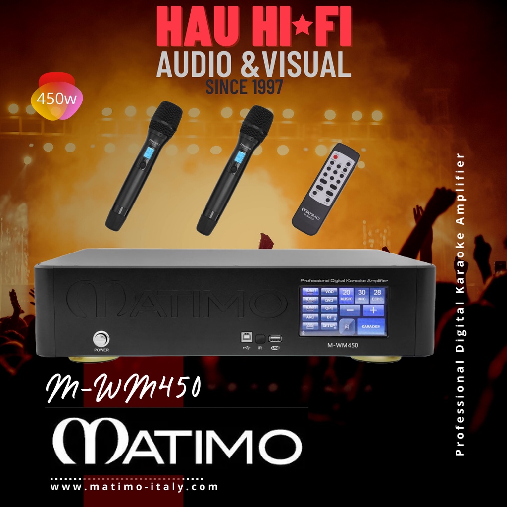 Matimo M-WM450 Professional DSP Amplifier w Wireless Mic & Touch Screen ...