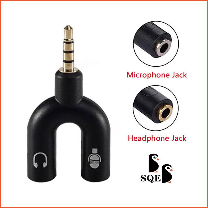 4-Pin U Type Adapter Dual 3.5 MM Headphone Plug Audio Cables Splitter ...