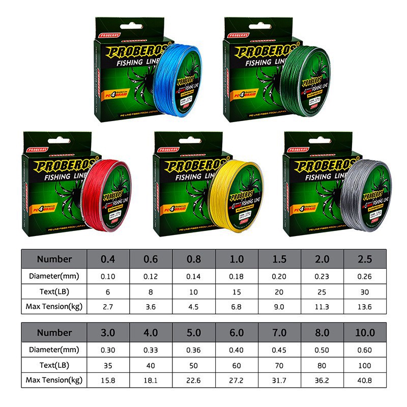 KFT Proberos Braided Fishing Line PE 100M x4 Tali Pancing Benang ...