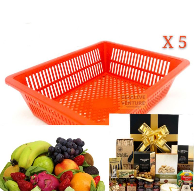 (10pcs) Rectangular Plastic Colander Basket | Red Hamper Tray | Square ...