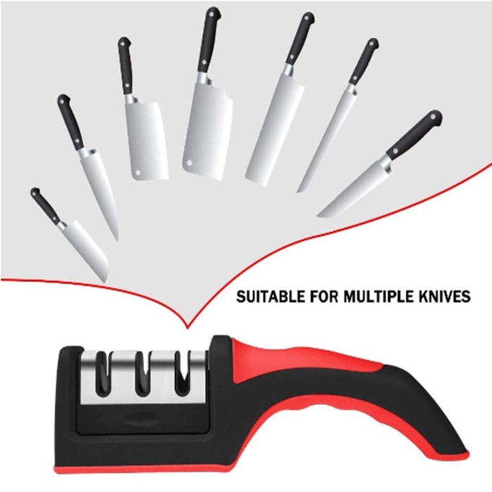 Knife Sharpener 3 Stages Stainless Steel Kitchen Tools Pengasah Pisau ...