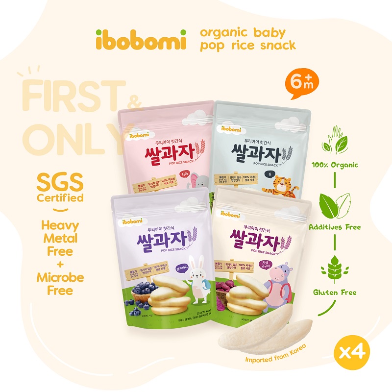 IBOBOMI Korea Organic Pop Rice Snack Bundle 30g/ Biskut Baby Snack Bayi ...
