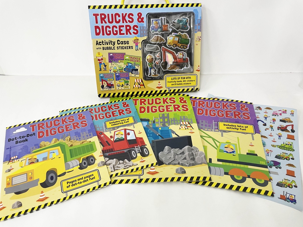 Trucks & Diggers Book Gift Set Construction Vehicles For Kids with 4 ...