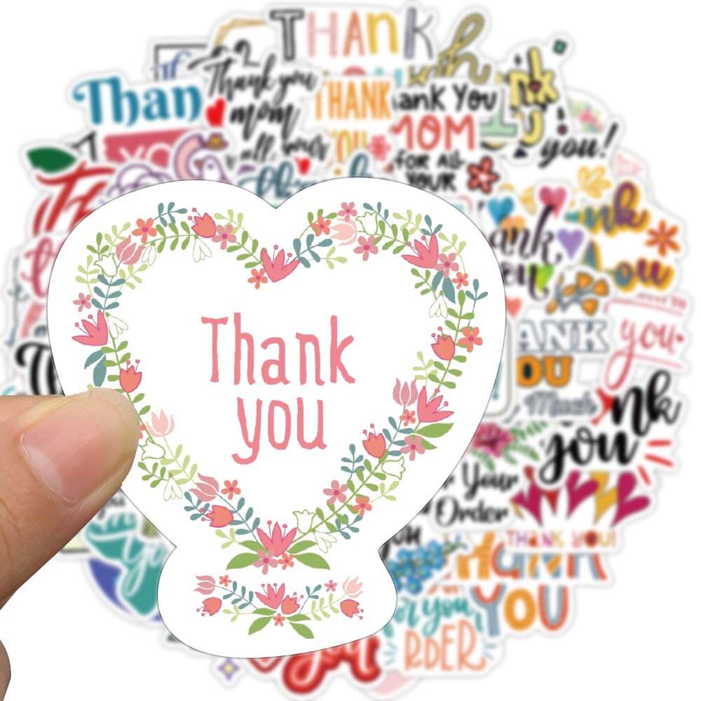 [Large sticker]50pcs Thank You Sticker Scrapbook Stationery Food ...