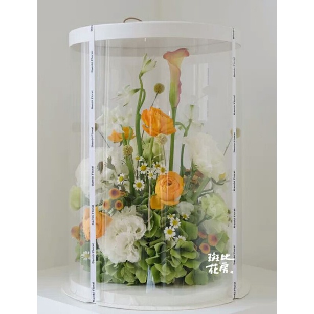 PVC Large Round Transparent Flower /Gift Box 透明PVC 圆柱花盒/礼物盒 | Shopee ...