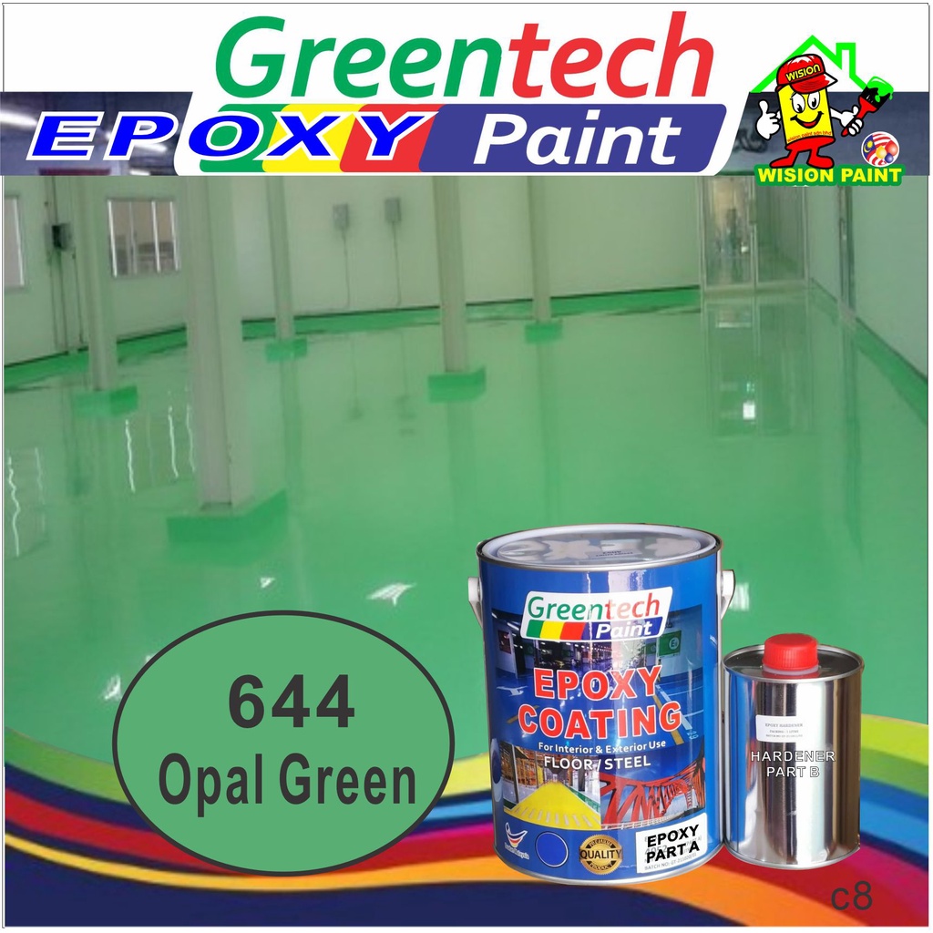 644 OPAL GREEN ( 5L ) Epoxy Floor Paint Coating ( GREENTECH EPOXY ) 5L ...