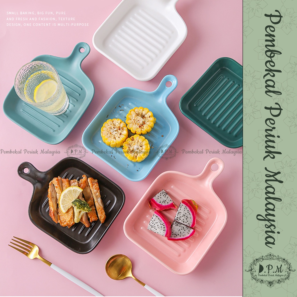 Nordic One-handle Striped Square Plate / Pinggan Segi Empat Berjalur ...