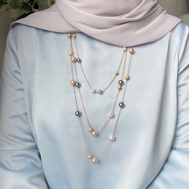 🇲🇾READY STOCK🇲🇾NCK 029 TRICOLOUR PEARL NECKLACE RANTAI PEARL RANTAI MUTIARA RANTAI LEHER PEARL ...