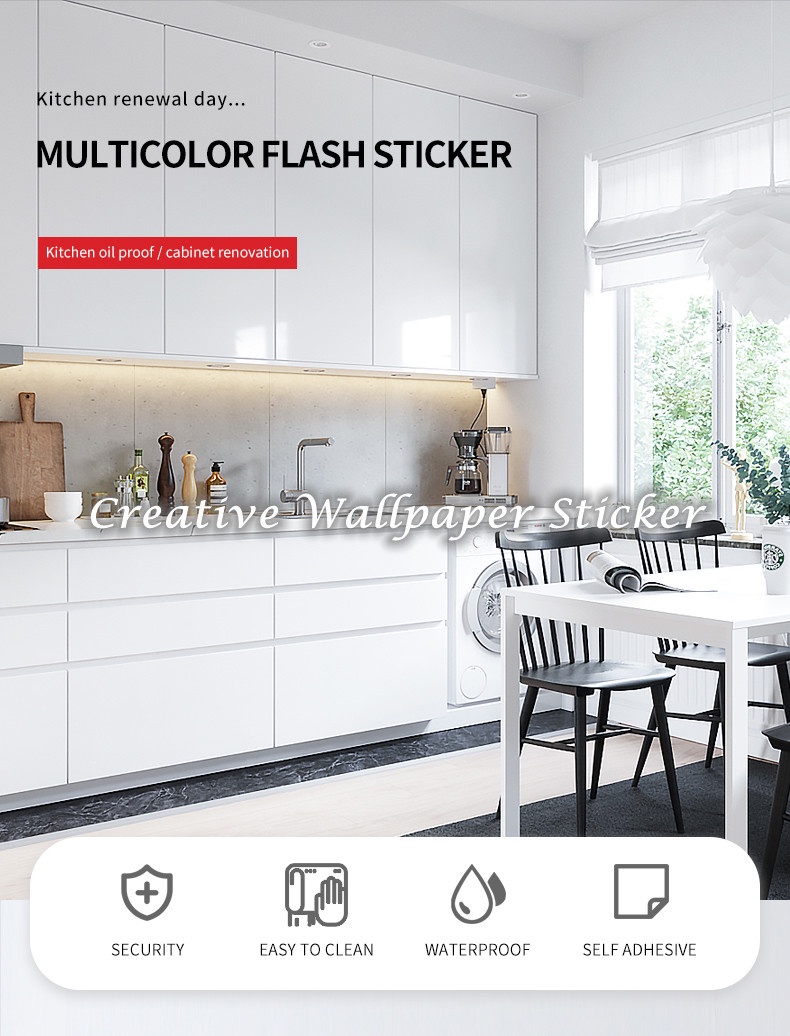 (60cm x 5meter) Self Adhesive Glossy Shining Sticker Kitchen Cabinet ...