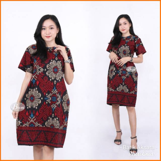 Batik DRESS Cotton Work Office / Uniform BATIK Office / Christmas BATIK ...