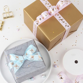 【1 METER】 Cute Cartoon Ribbon Satin 😉 Gold Foil Animal Pattern Ribbons ...