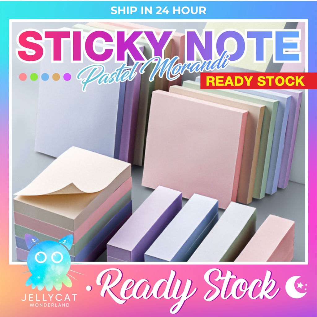 5 color Pastel Morandi Sticky Note 📝 🔴 Memo Paper Sticky Note 30pcs ...