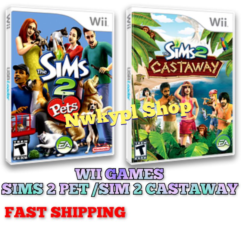 NINTENDO WII GAME - SIMS 2 CASTAWAY/ SIMS 2 PETS (FOR MOD CONSOLE ...