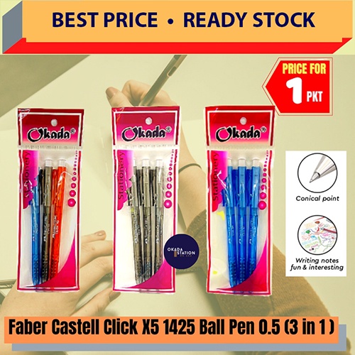 (RM2.20) Faber Castell Click X5 Ball Pen 0.5 - 3 in 1 / Faber Castell ...